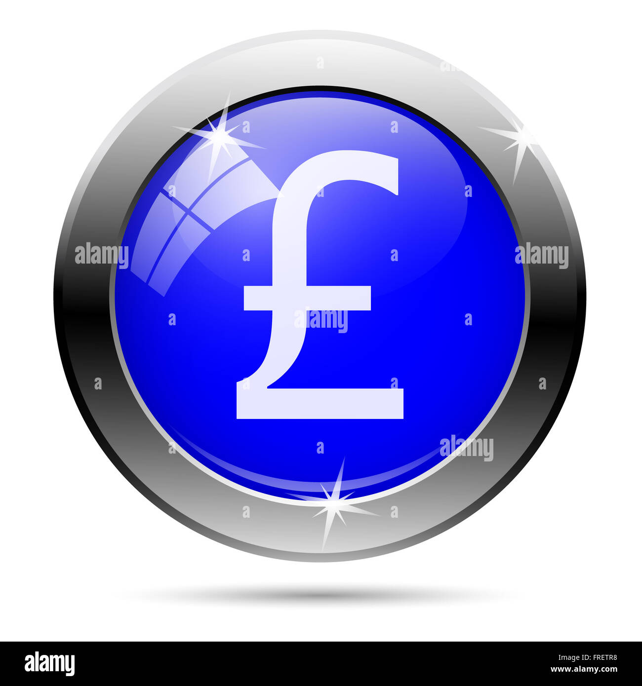 Pound icon with white on blue background Stock Photo - Alamy