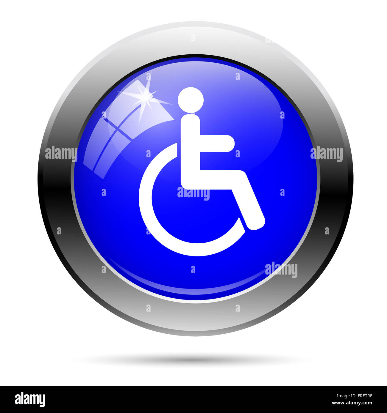 White wheelchair on blue background icon Stock Photo - Alamy