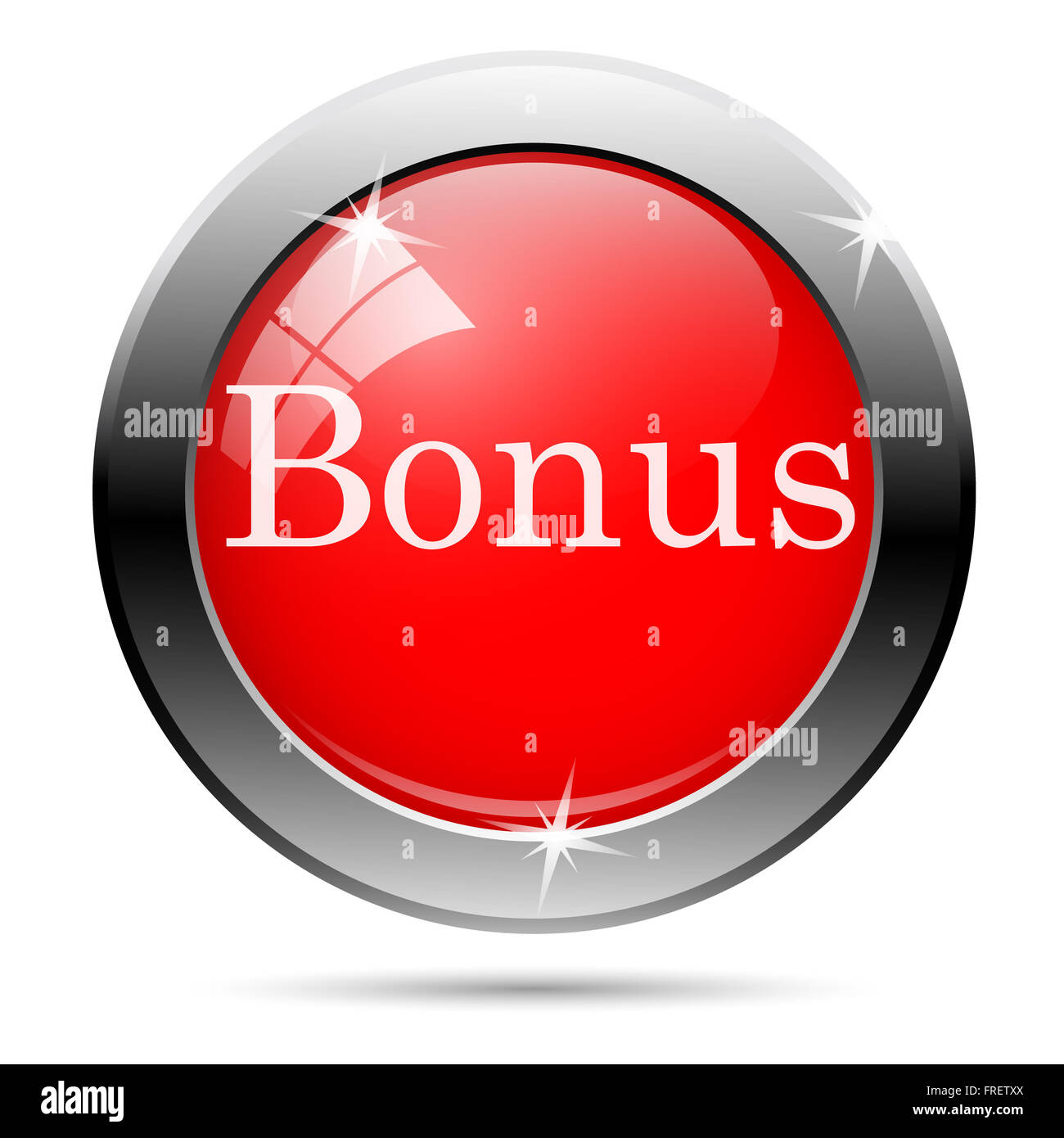 Bonus icon with white on red background Stock Photo - Alamy