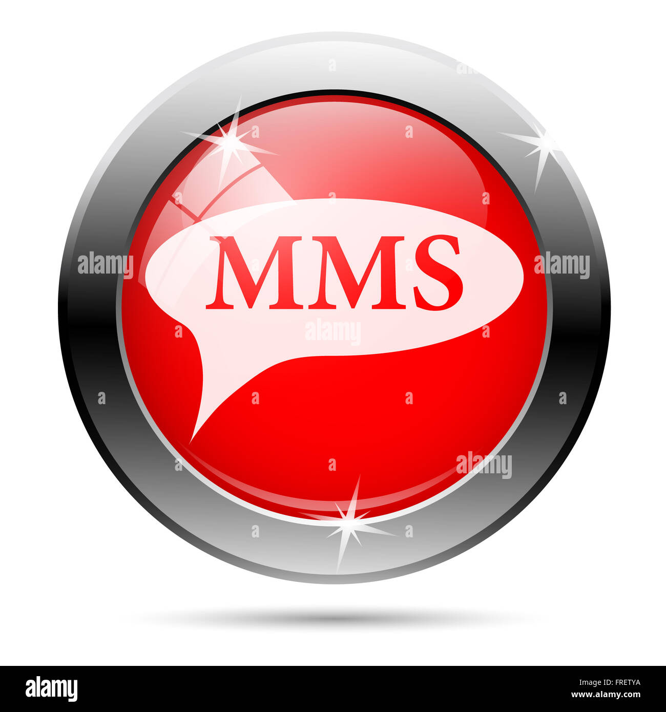 MMS icon with white on red background Stock Photo - Alamy