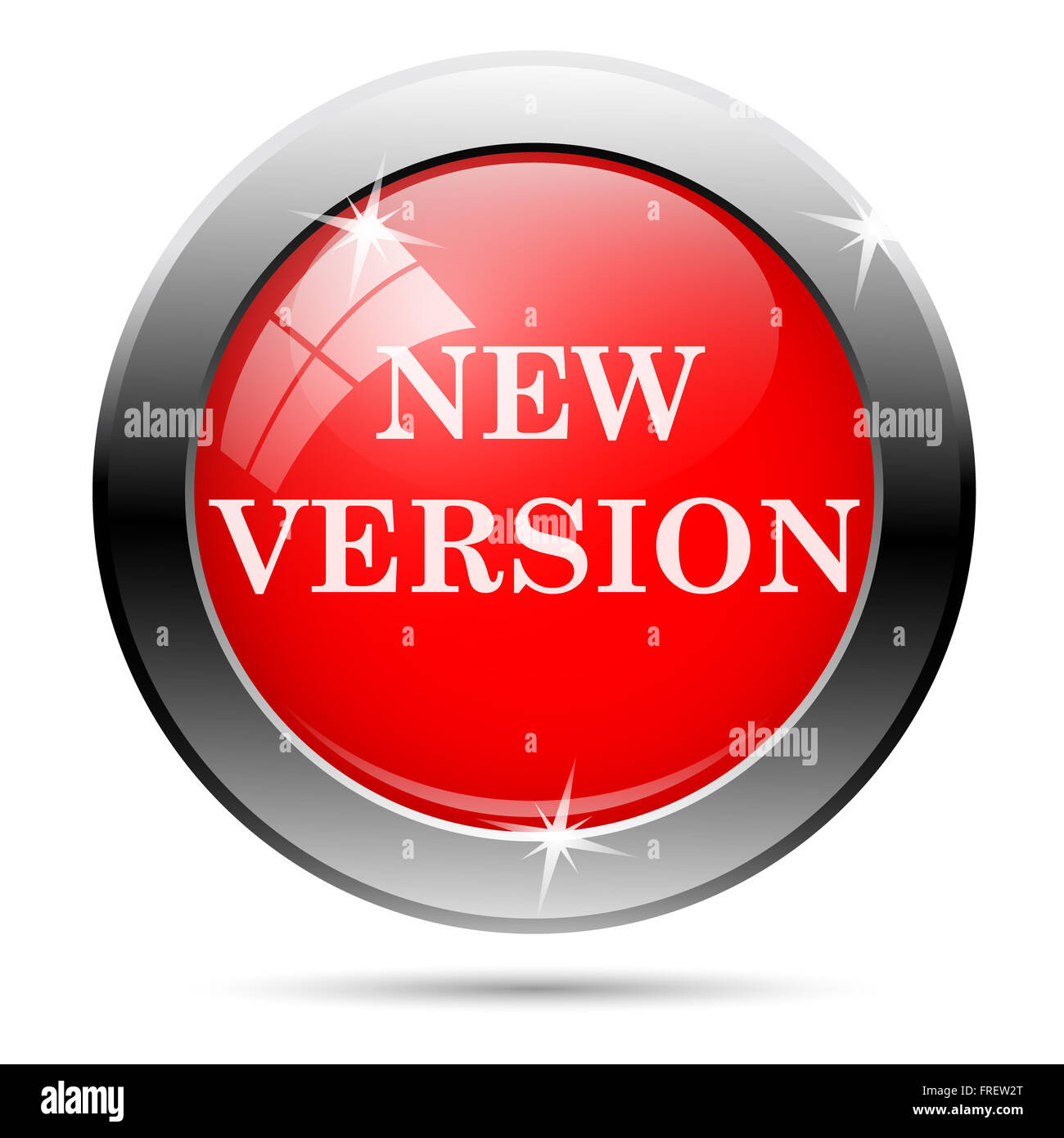 new version icon with white writing on red background Stock Photo - Alamy