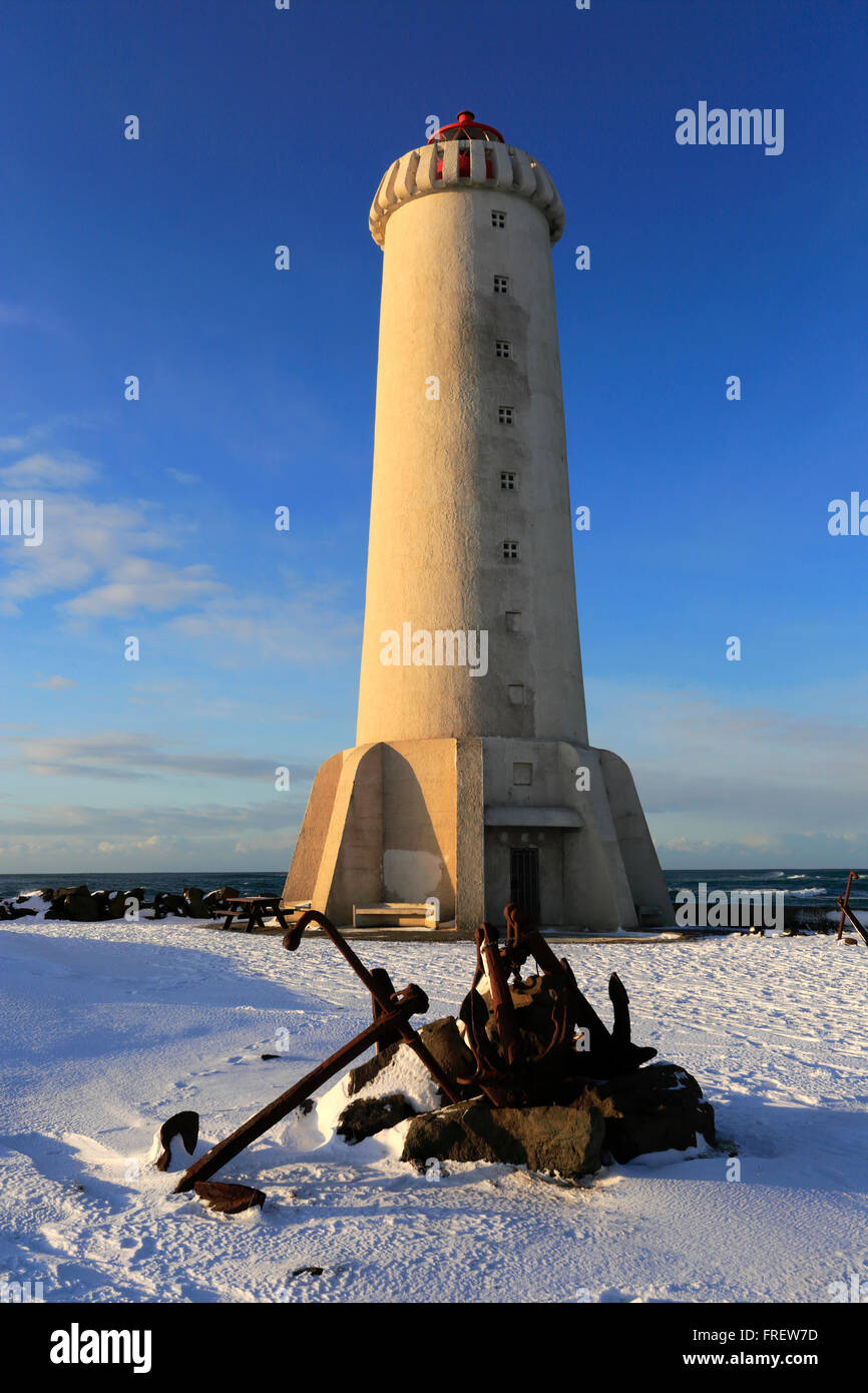 The (new) Akranesviti lighthouse, Akranes town, Snaefellsnes Peninsula ...