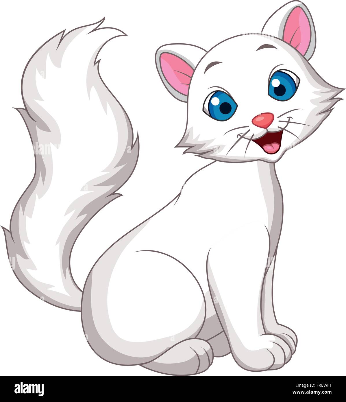 Cute white cat cartoon Stock Vector Image & Art - Alamy