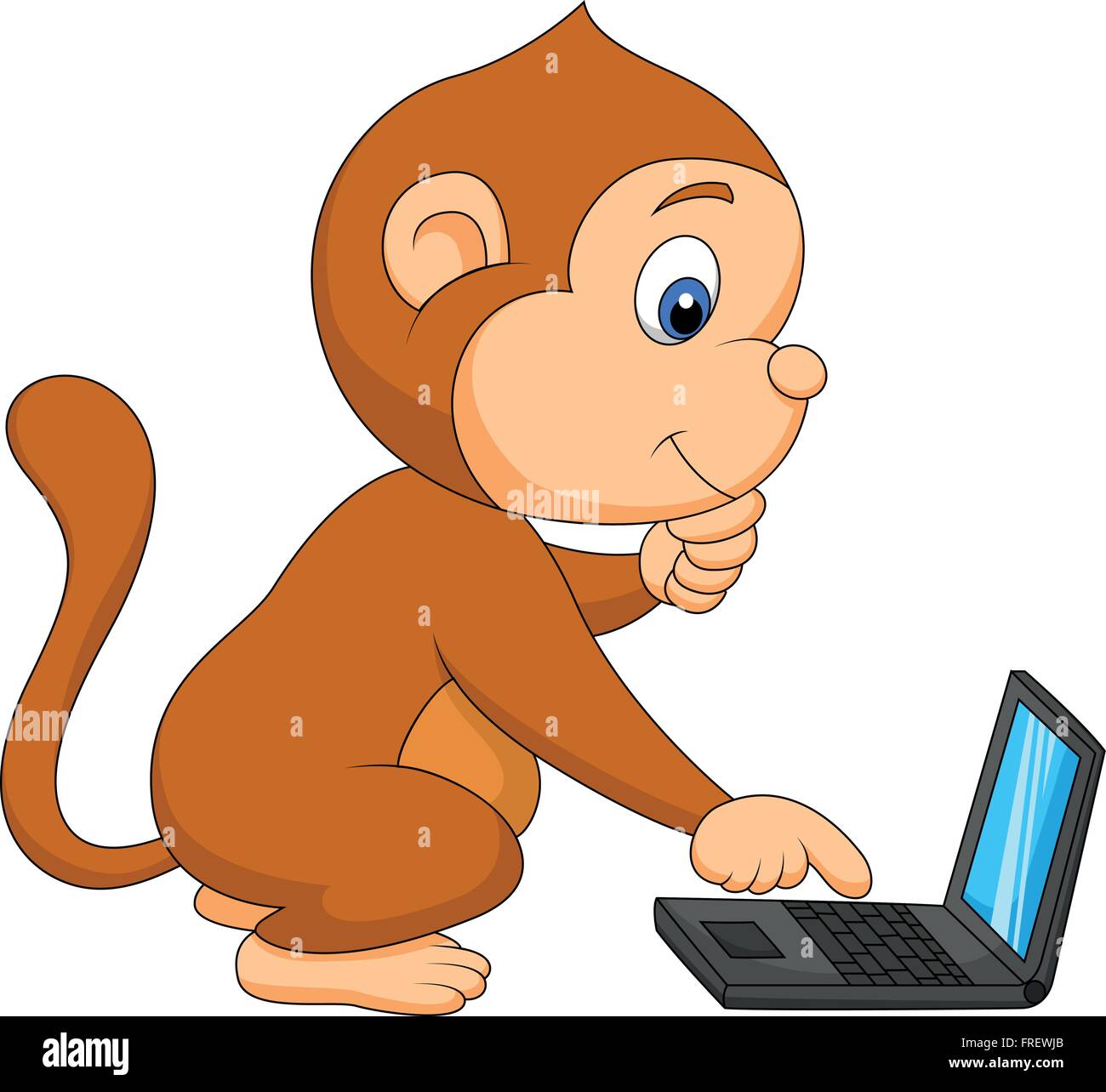 Cute monkey with laptop Stock Vector Image & Art - Alamy