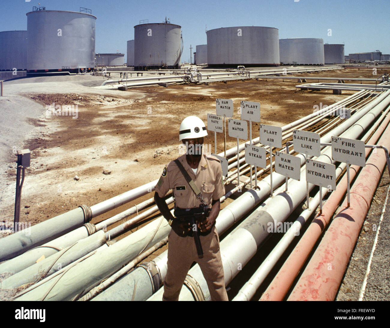 Saudi security at Ras Tanura, chief Saudi crude oil refinery ...