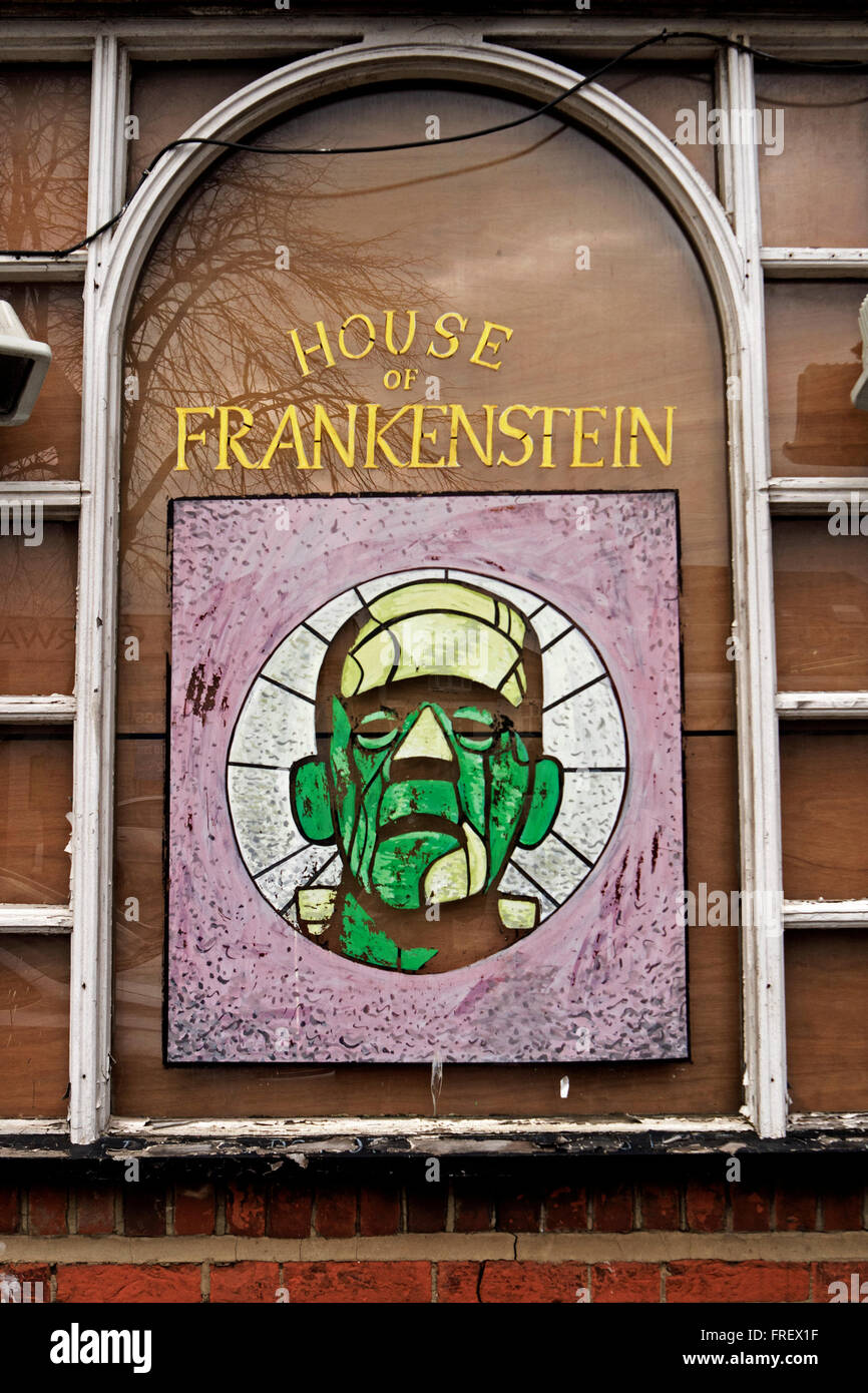 House of Frankenstein sign outside a pub in Fortis Green Stock Photo ...