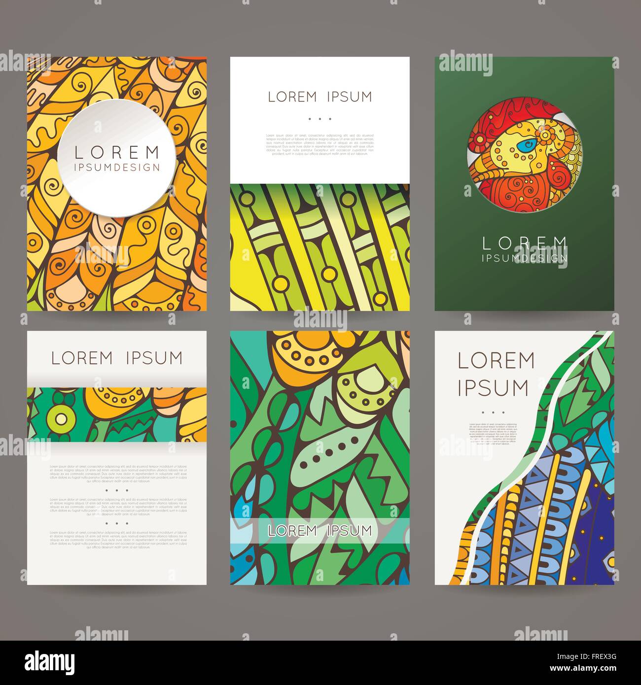 Set of vector design templates. Brochures in random colorful style ...