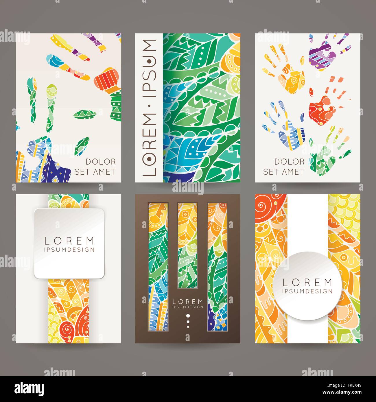 Set of vector design templates. Brochures in random colorful style ...