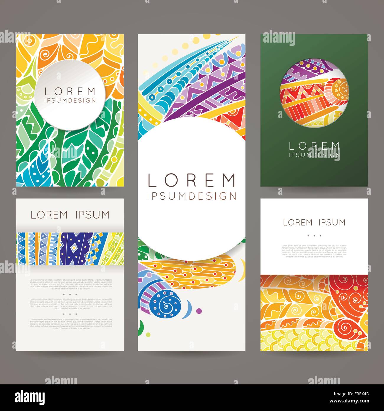 Set of vector design templates. Brochures in random colorful style ...