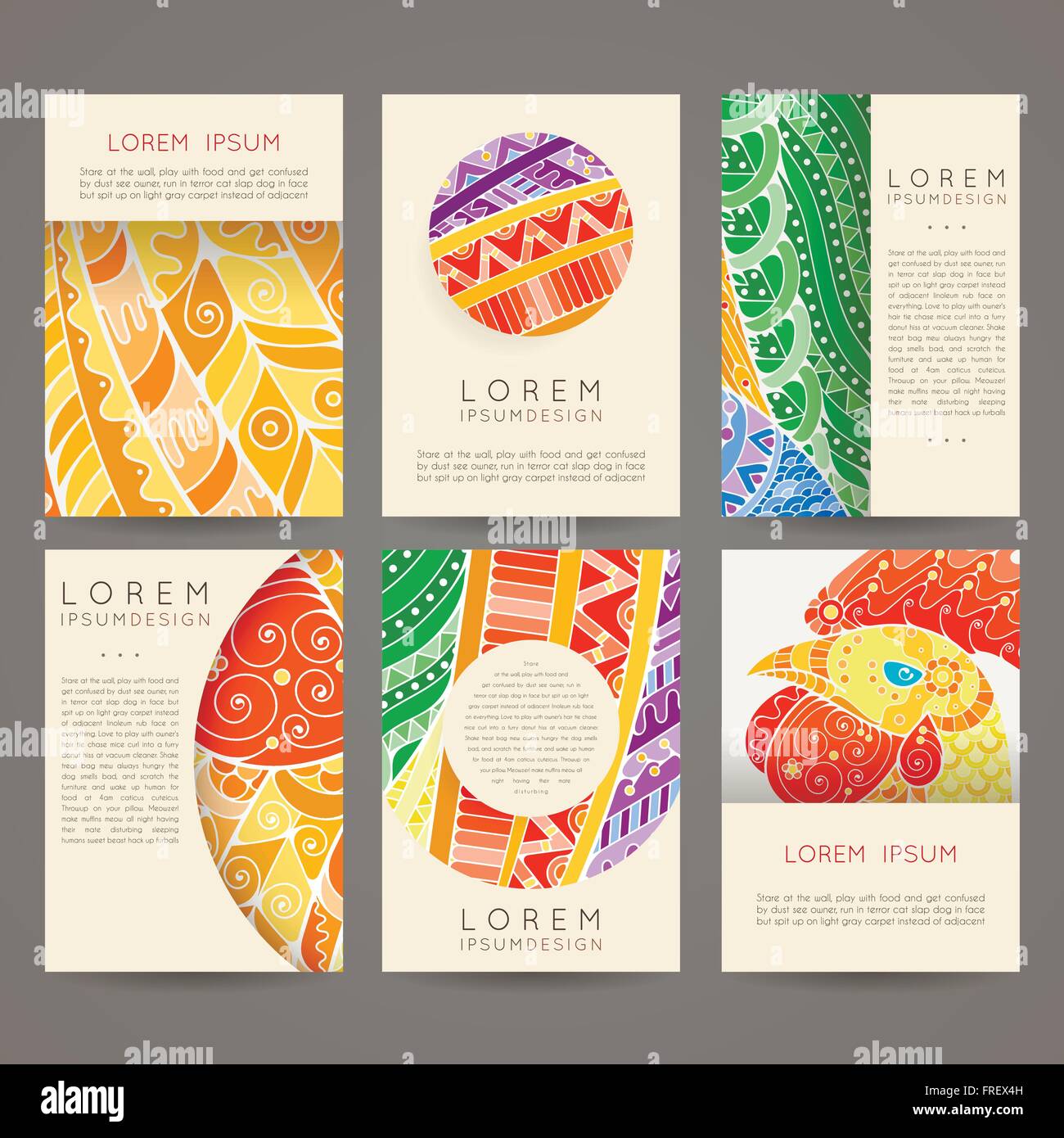 Set of vector design templates. Brochures in random colorful style ...