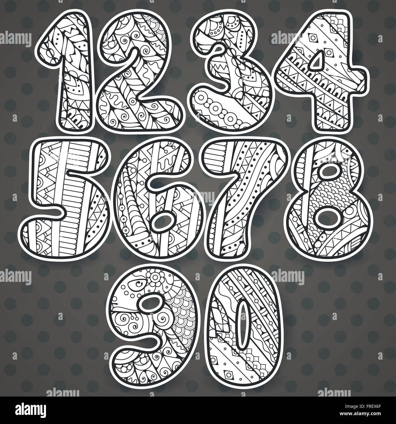 Zentangle numbers set collection doodle hi-res stock photography and ...
