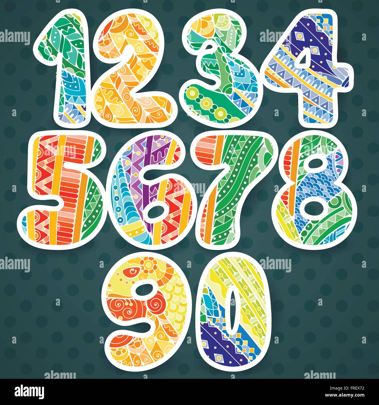 Zentangle numbers set. Collection of doodle numbers with zentangle ...