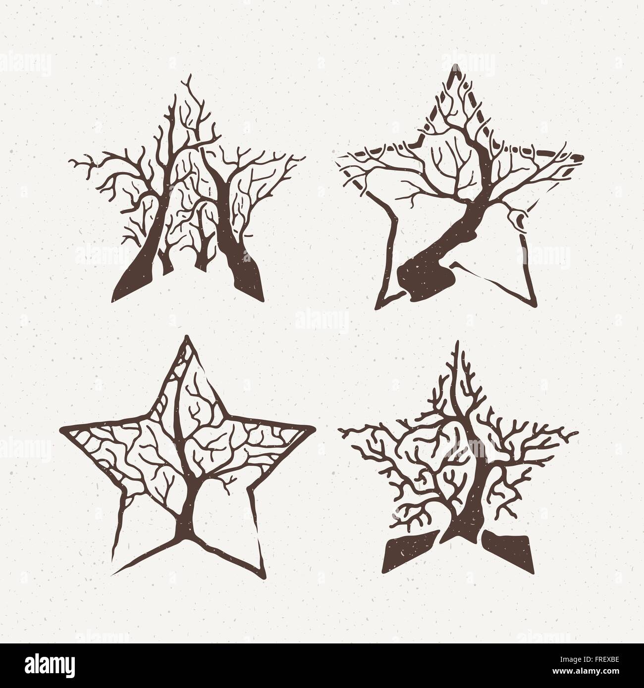 Star trees set. Vector illustration. Pattern geometric figure Stock ...