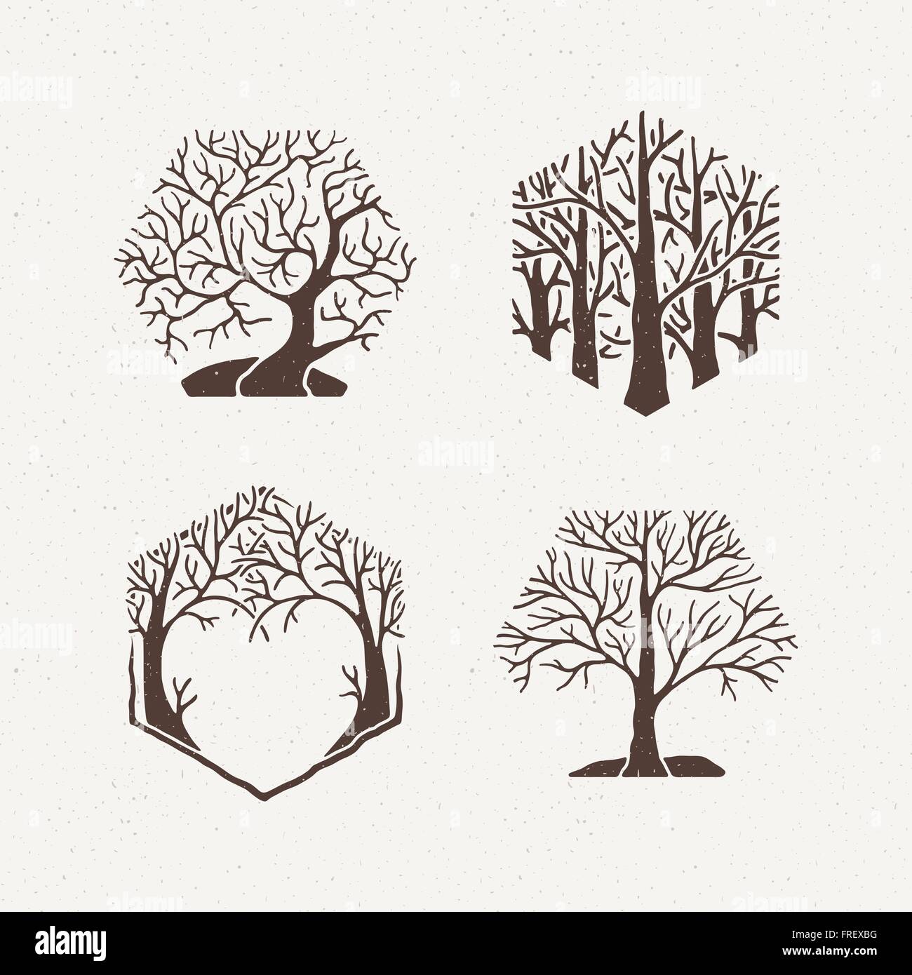 Hexagon trees set. Vector illustration. Pattern geometric figure Stock ...