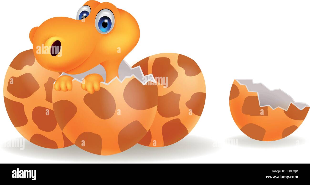 Cartoon illustration of a baby dinosaur hatching Stock Vector Image ...
