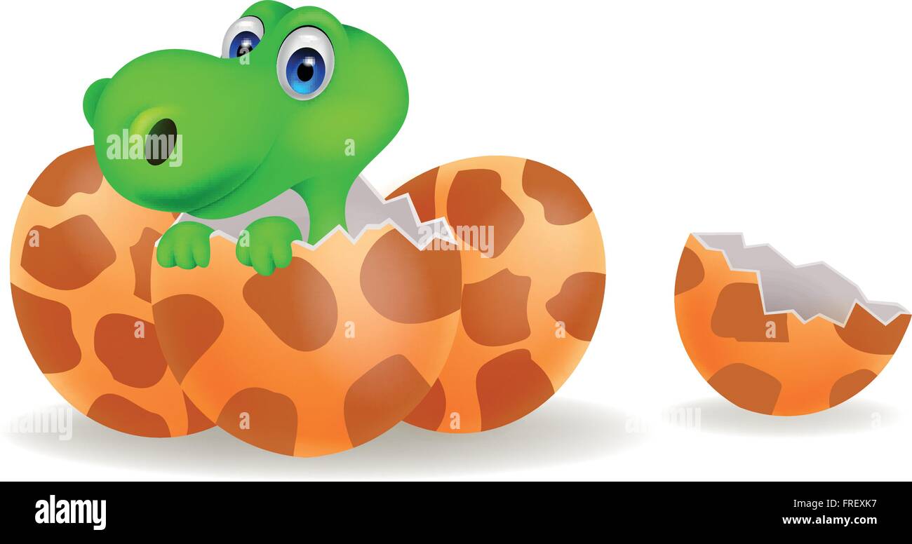 Cartoon illustration of a baby dinosaur hatching Stock Vector Image ...