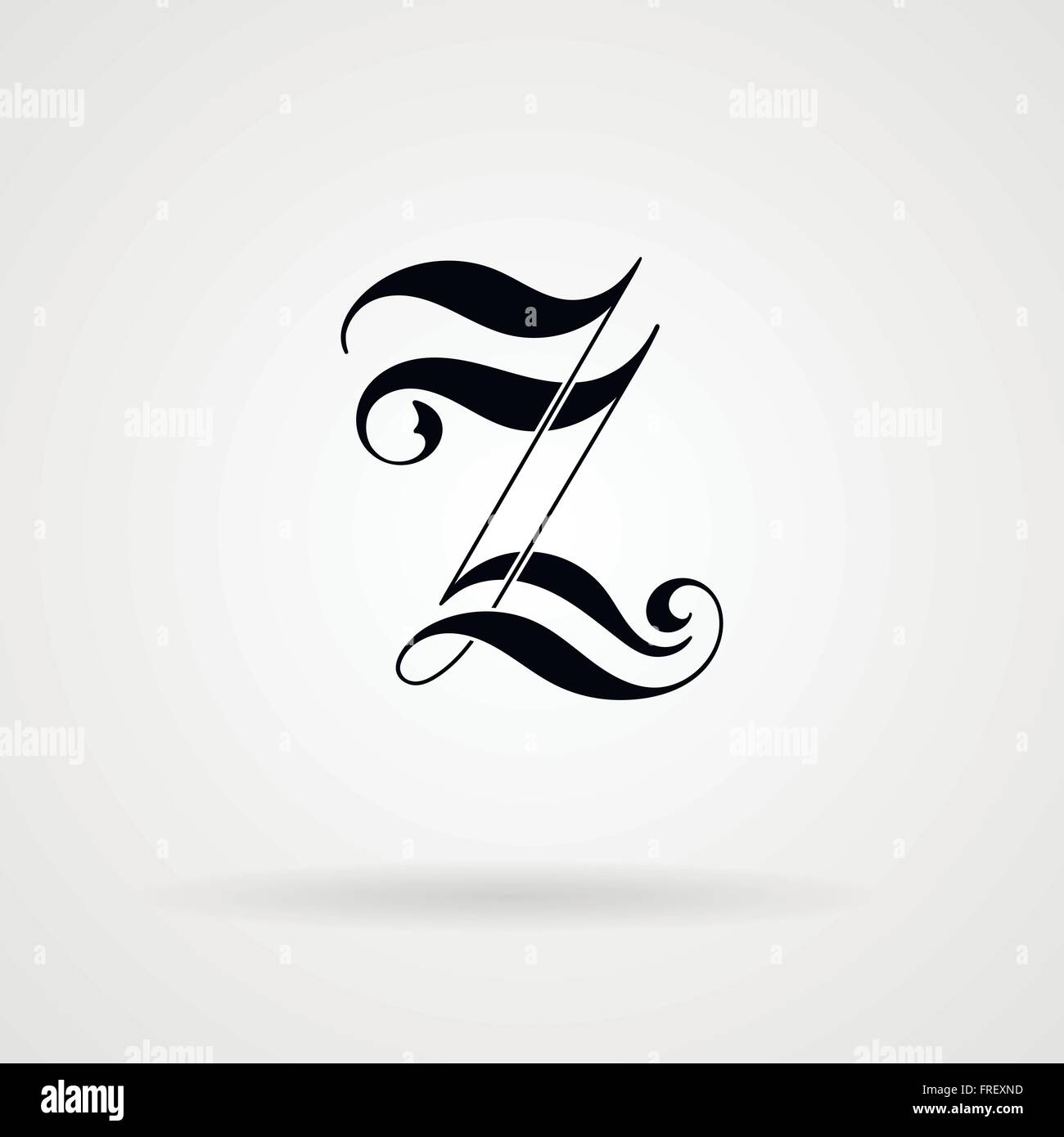 Orante lined letter inscribed in Art Nouveau style. Calligraphic ...