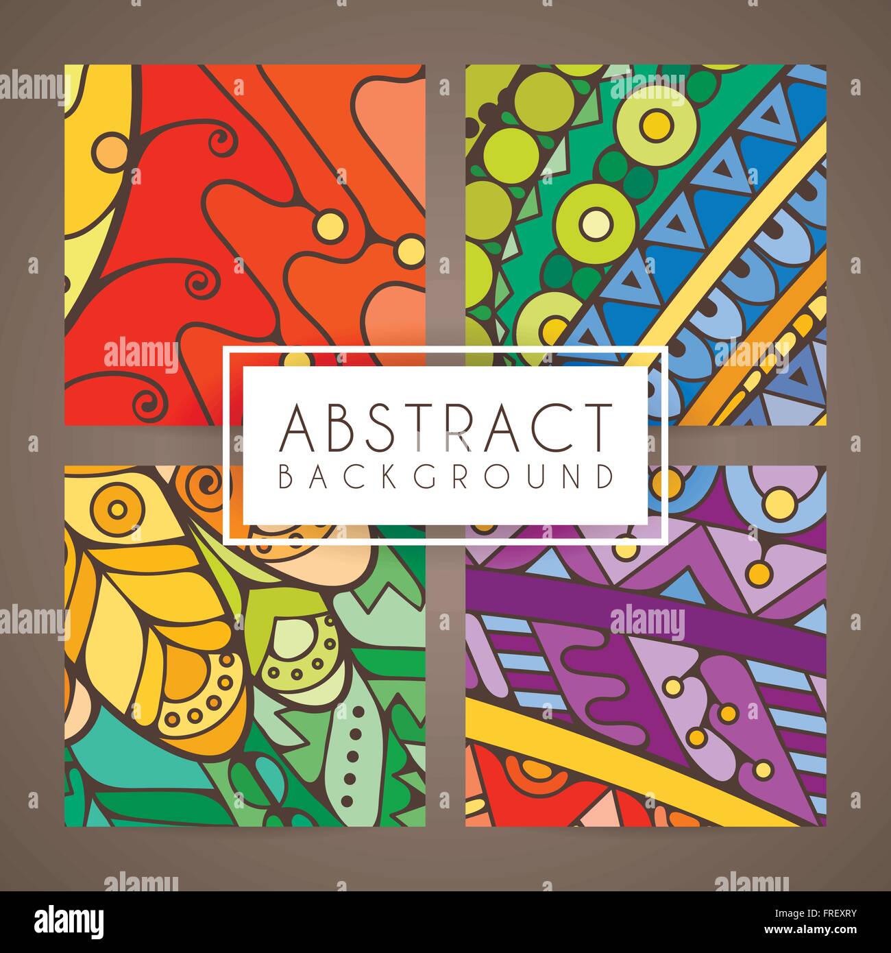 Set of four vector colorful intricate patterns. Doodle. Zentangle Stock ...