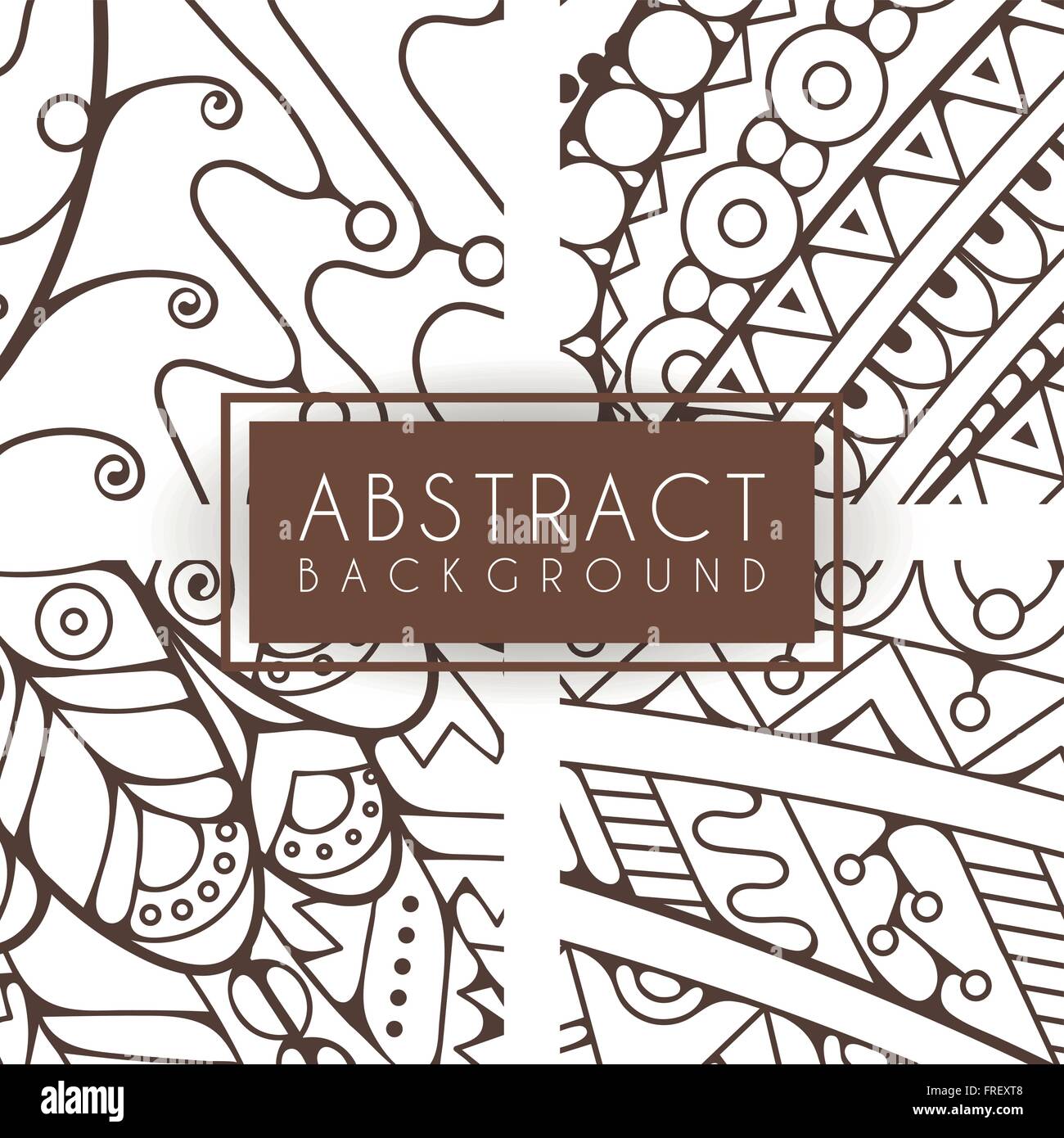 Set of four vector monochrome intricate patterns. Doodle. Zentangle ...