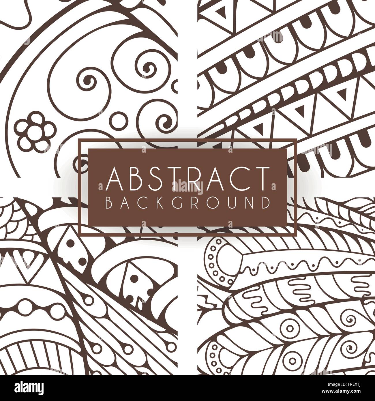 Set of four vector monochrome intricate patterns. Doodle. Zentangle ...