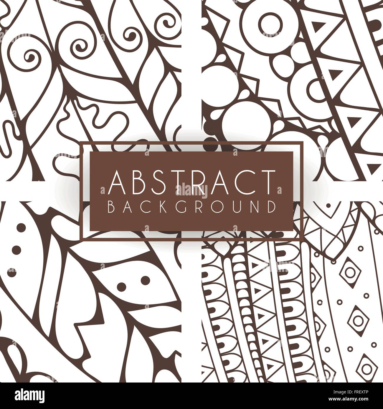 Set of four vector monochrome intricate patterns. Doodle. Zentangle ...