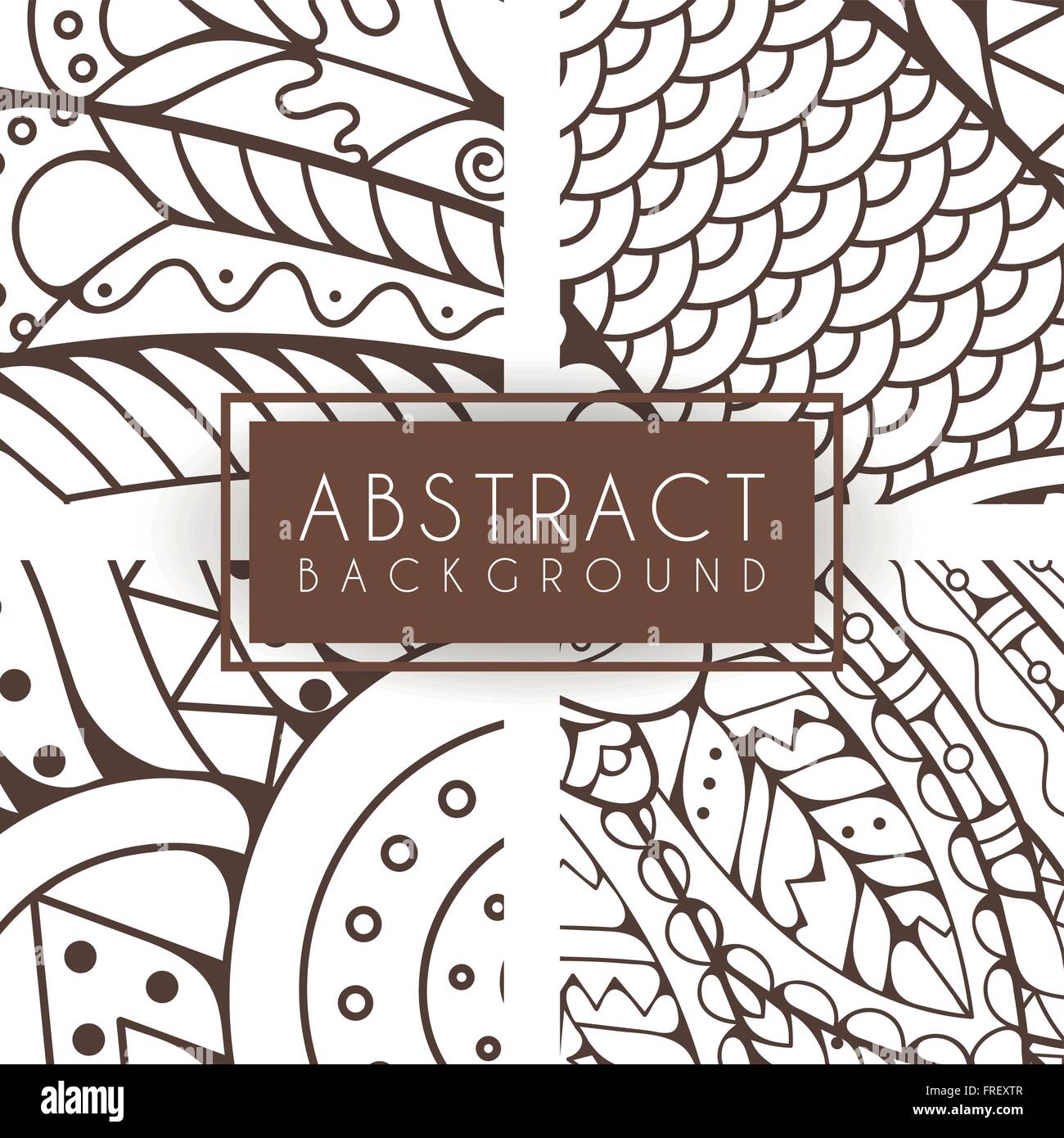 Set of four vector monochrome intricate patterns. Doodle. Zentangle ...