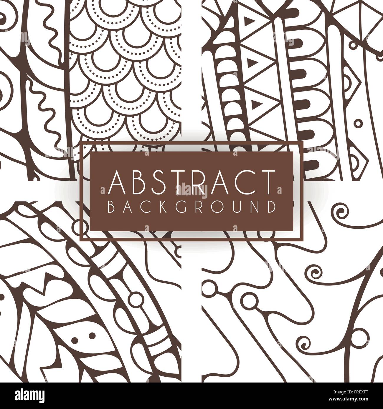 Set of four vector monochrome intricate patterns. Doodle. Zentangle ...