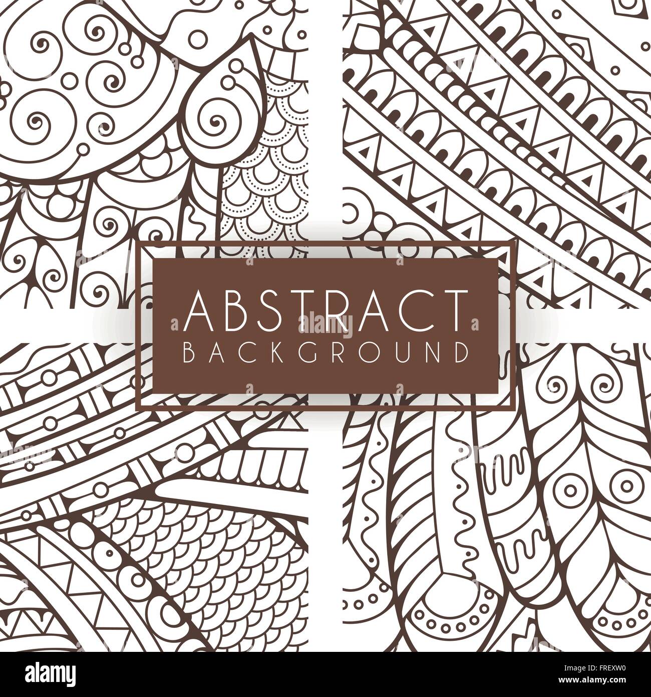 Set of four vector monochrome intricate patterns. Doodle. Zentangle ...