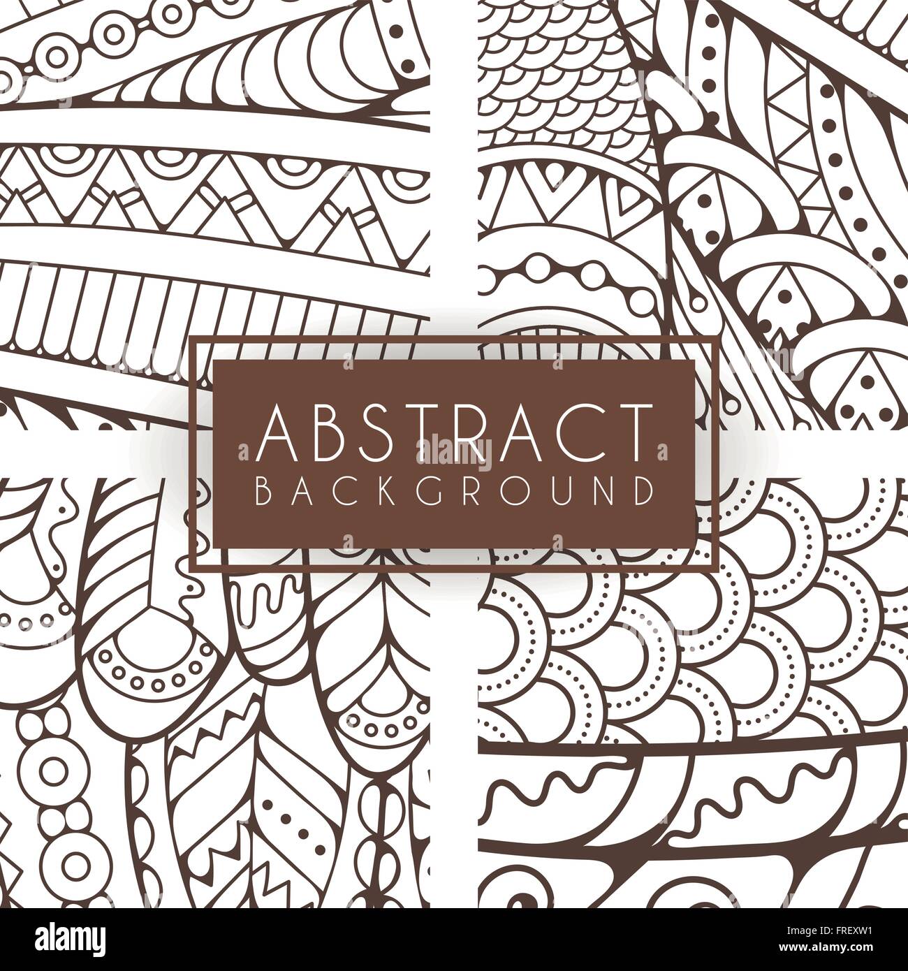 Set of four vector monochrome intricate patterns. Doodle. Zentangle ...