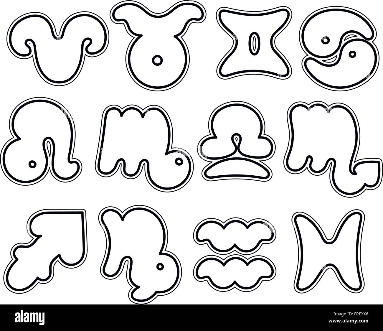 Zodiac icons. Funny bubble style for children or party. Vector ...