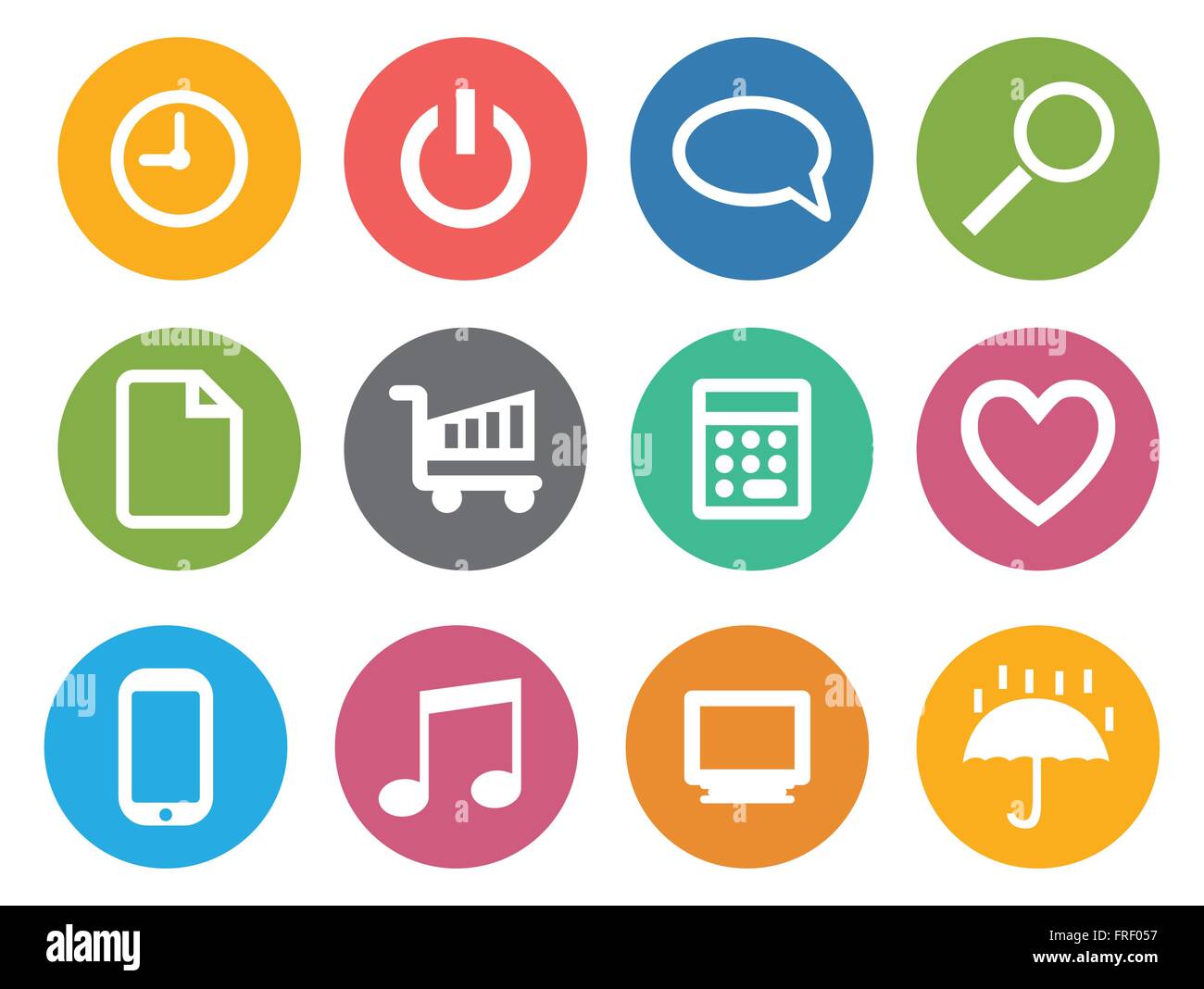 Collection of Flat Utility Icons With Colored Circle Stock Vector Image ...