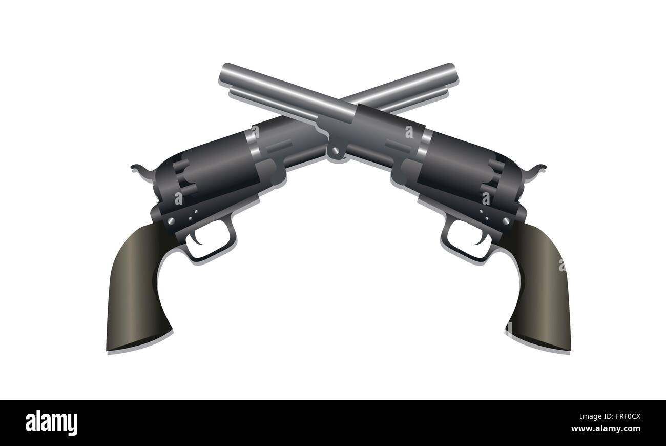 Old revolver on isolated Stock Vector Images - Alamy