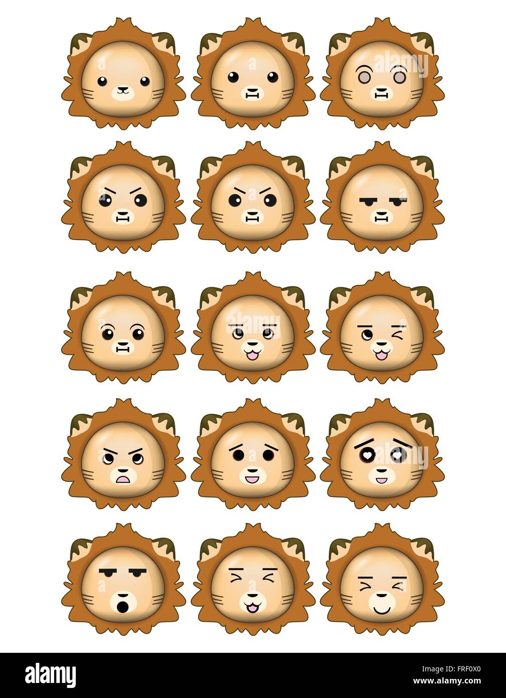 Lion Emoticons Set Different Expressions Stock Vector Image & Art - Alamy