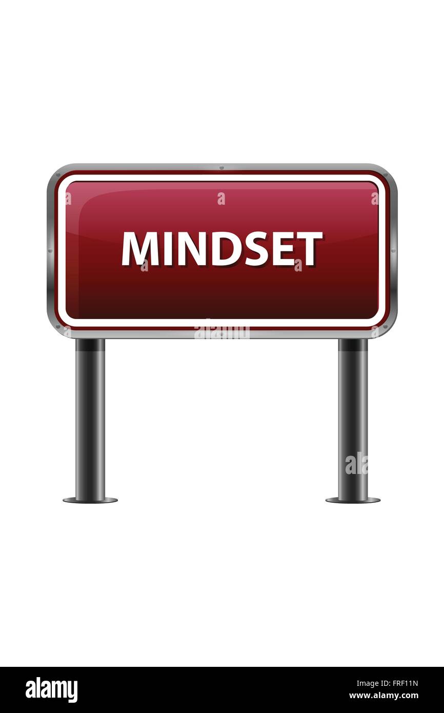 Mindset Red Metallic Motivational Banner on White Background Stock ...