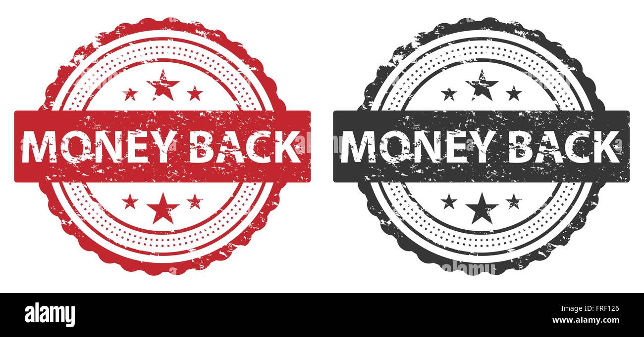 Money Back Grunge Stamp Red and Black Isolated on white Stock Vector ...