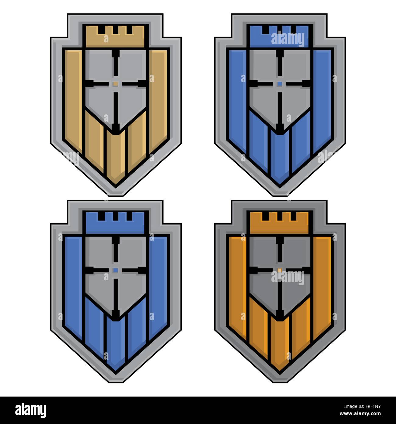 Flat Cartoon Shields Stock Vector Image & Art - Alamy