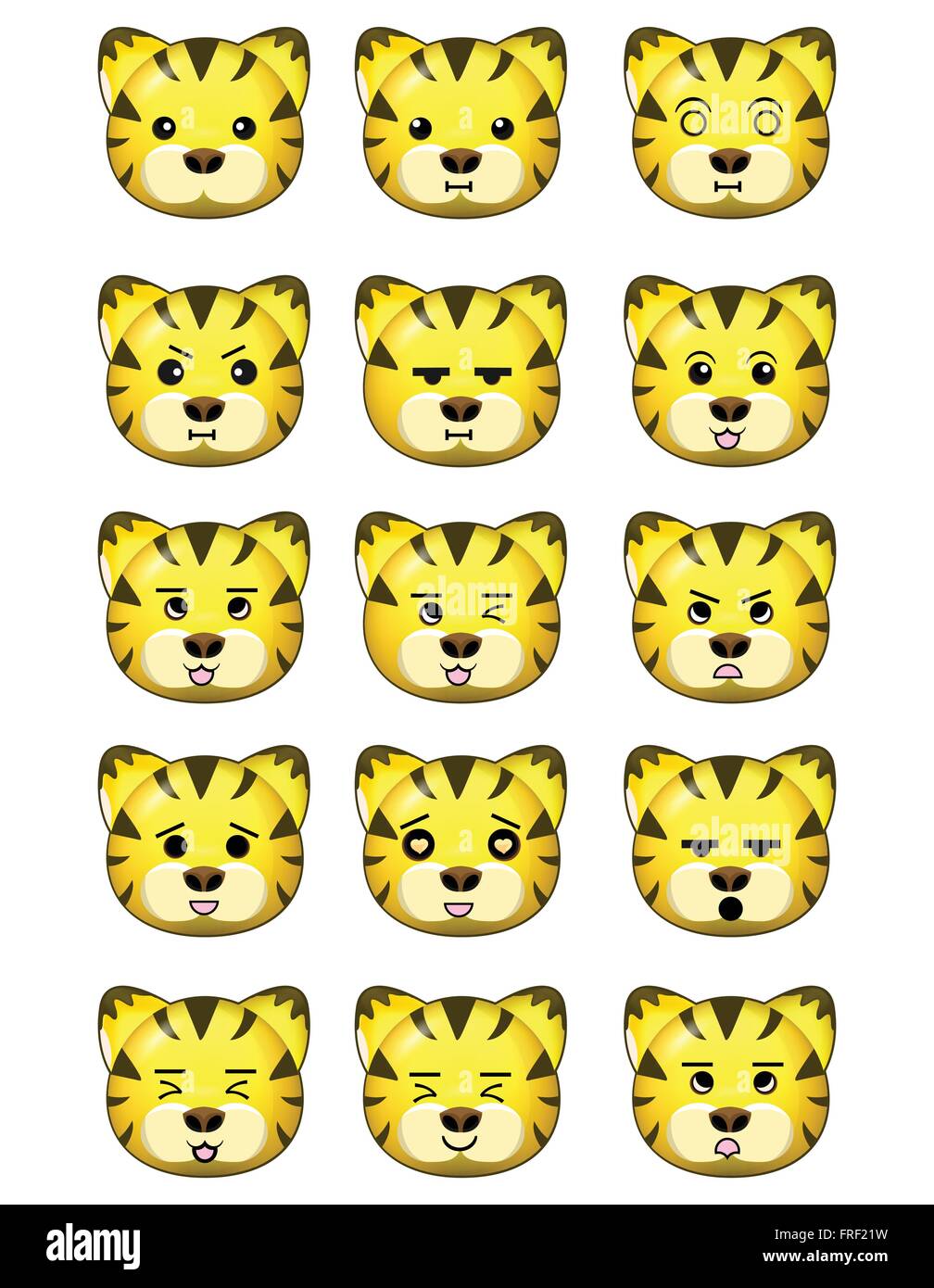 Tiger emoticons set different expressions Stock Vector Images - Alamy