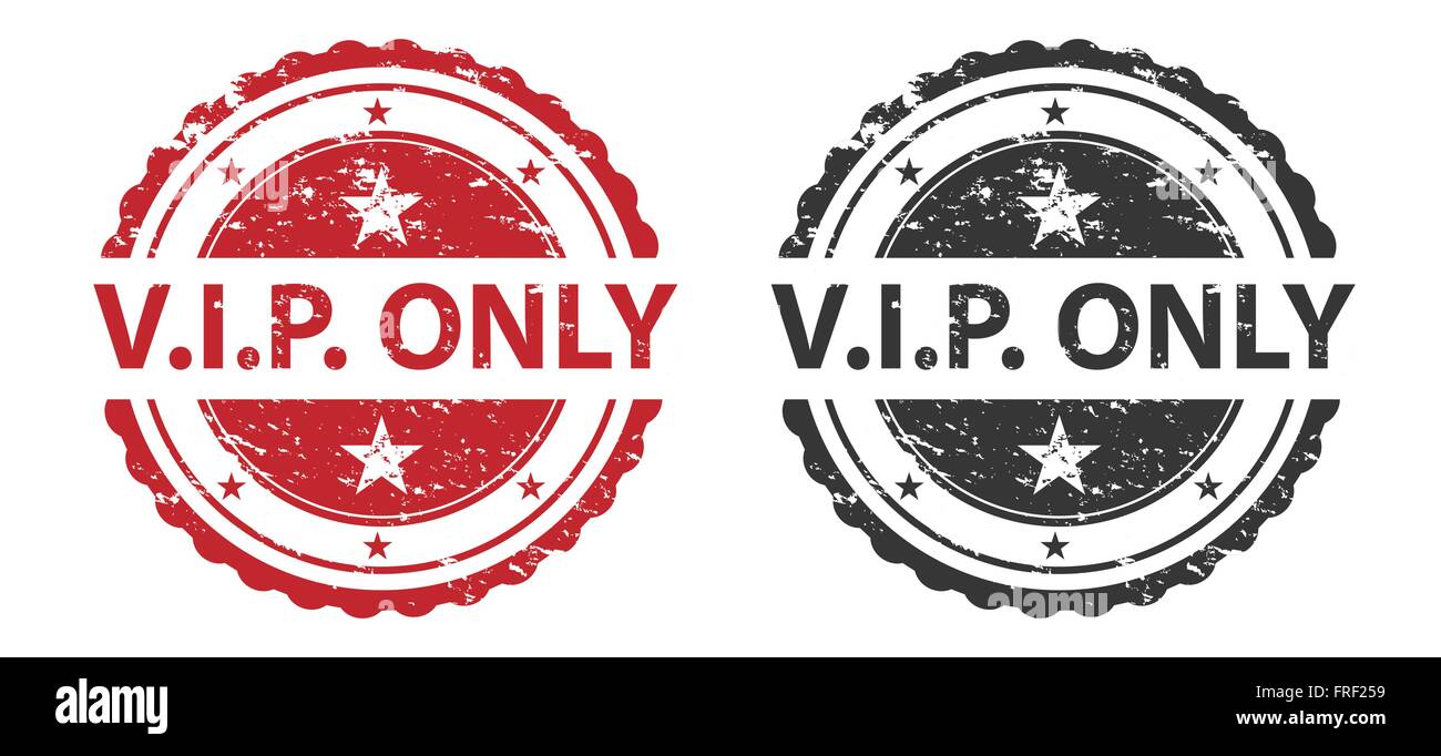 VIP Only Grunge Stamp Red and Black Isolated on white Stock Vector ...