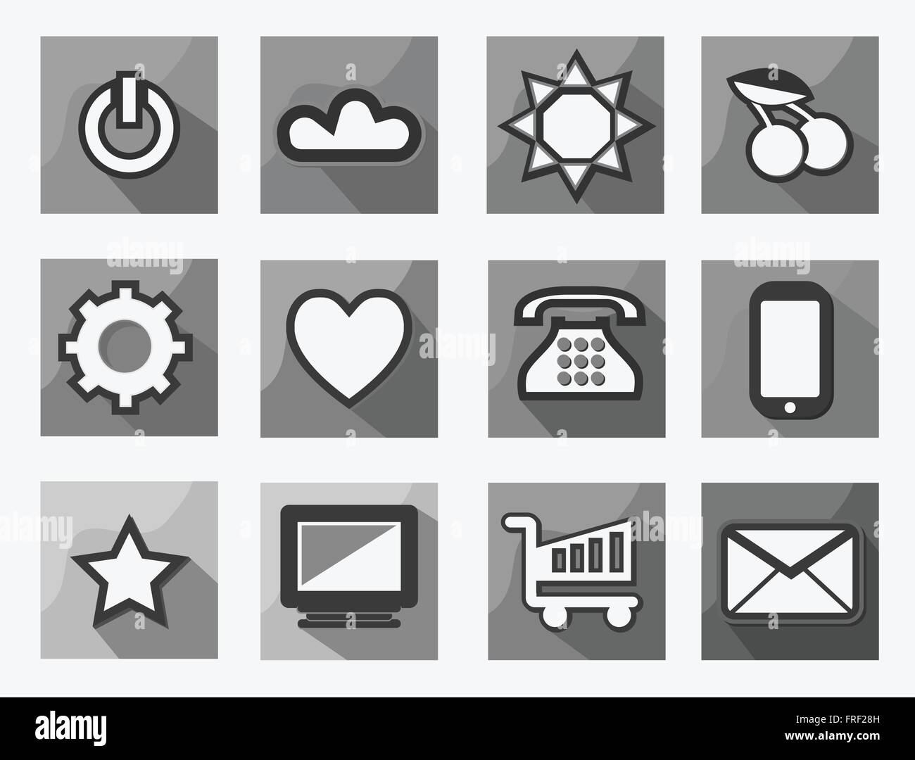 Set Of 18 Flat Style Modern Communication and Media Icons Black and ...