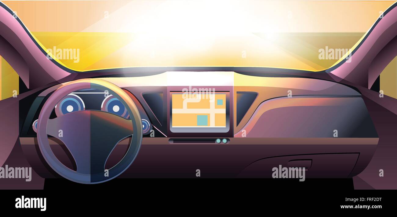 Dashboard - car interior, made with bright color gradients Stock Vector ...