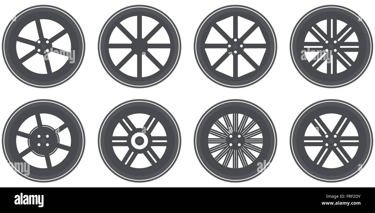 Wheels Set. Vector Easy To Edit Stock Vector Image & Art - Alamy