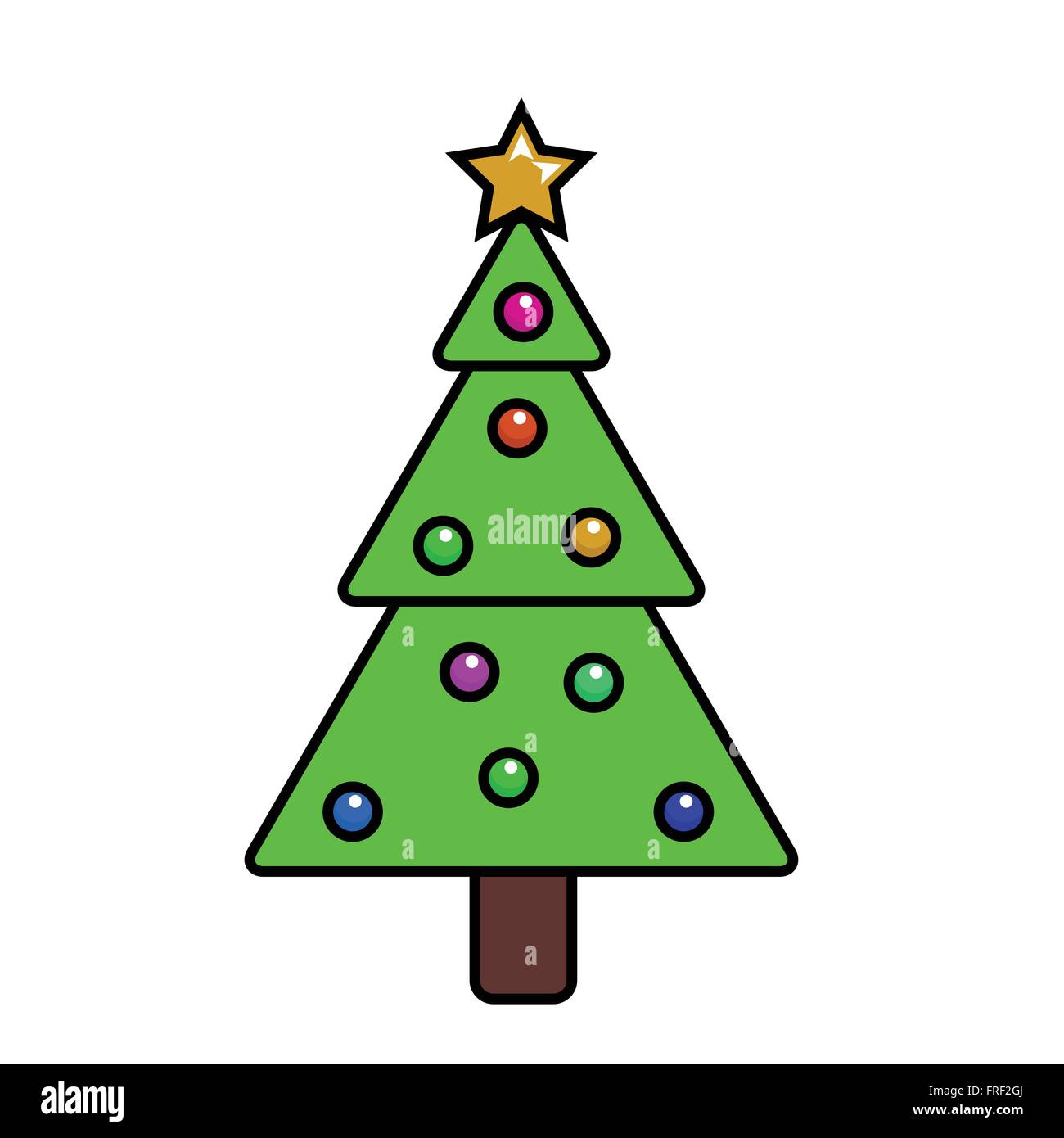 Cartoon Flat Christmas Tree Stock Vector Image & Art - Alamy
