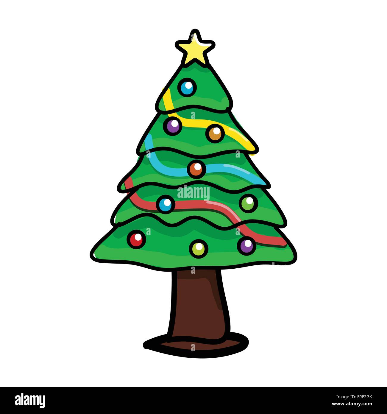 Cartoon Flat Christmas Tree Stock Vector Image & Art - Alamy