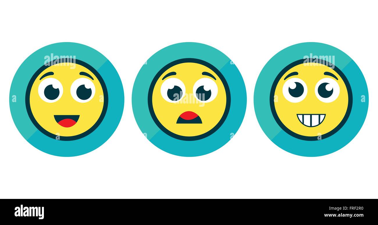 Set of Three Emotion Stickers Isolated on White Background Stock Vector ...