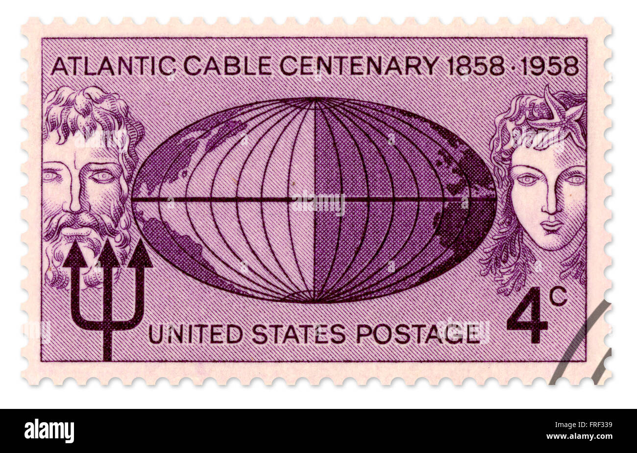 Commemorative United States stamp for the Atlantic Cable Centenary 1858 ...