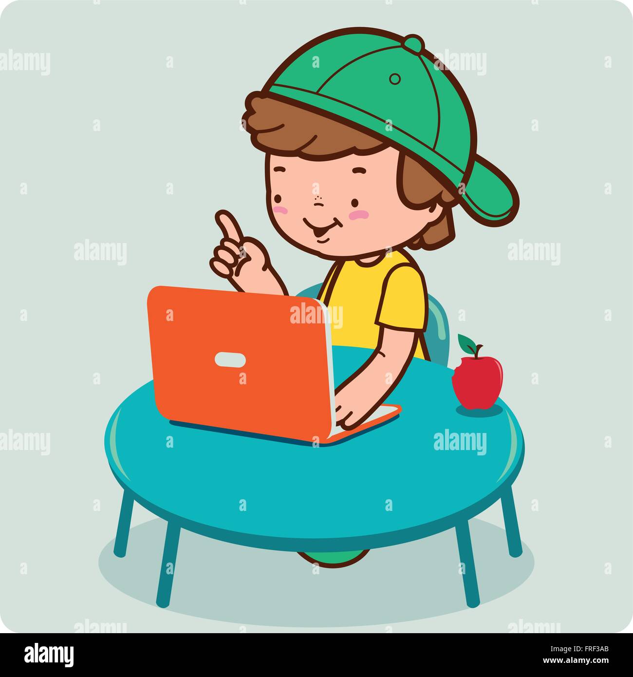 Child typing laptop in classroom Stock Vector Images - Alamy