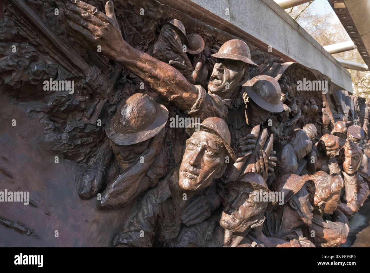 A Monument with a series of sculptures of British Military Personnel ...
