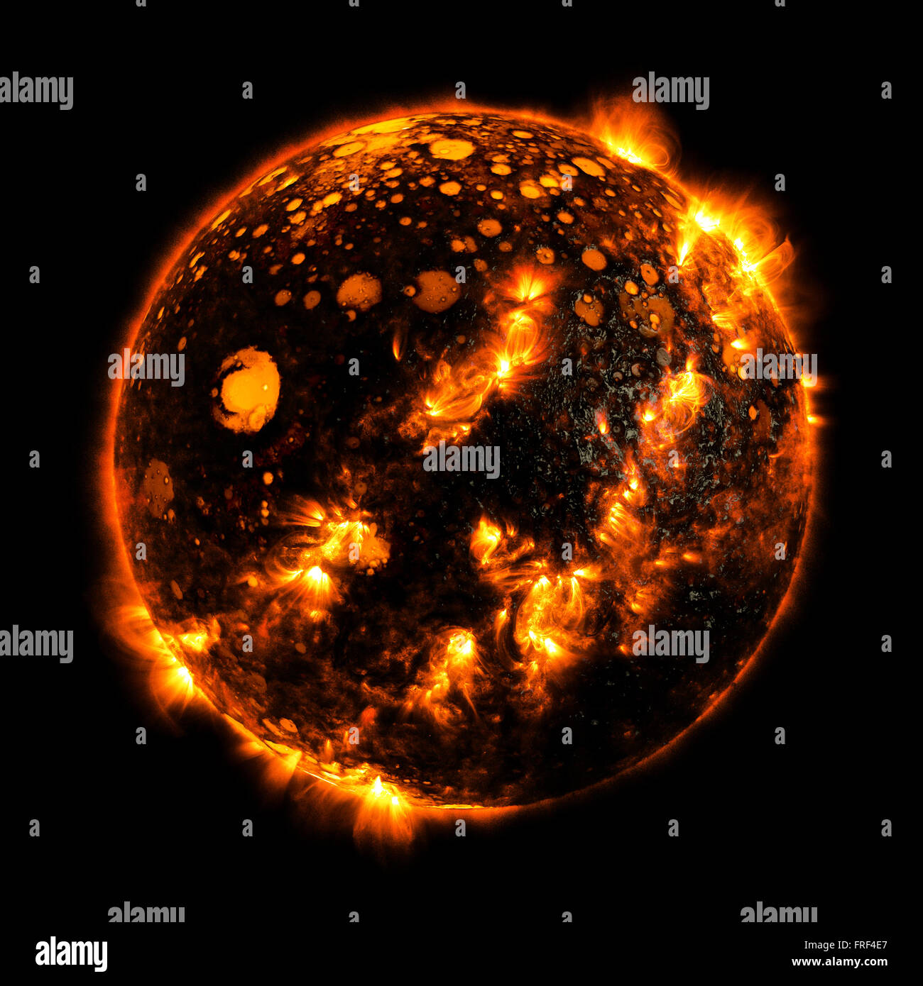 Hot planet solar system background illustration space Stock Photo - Alamy