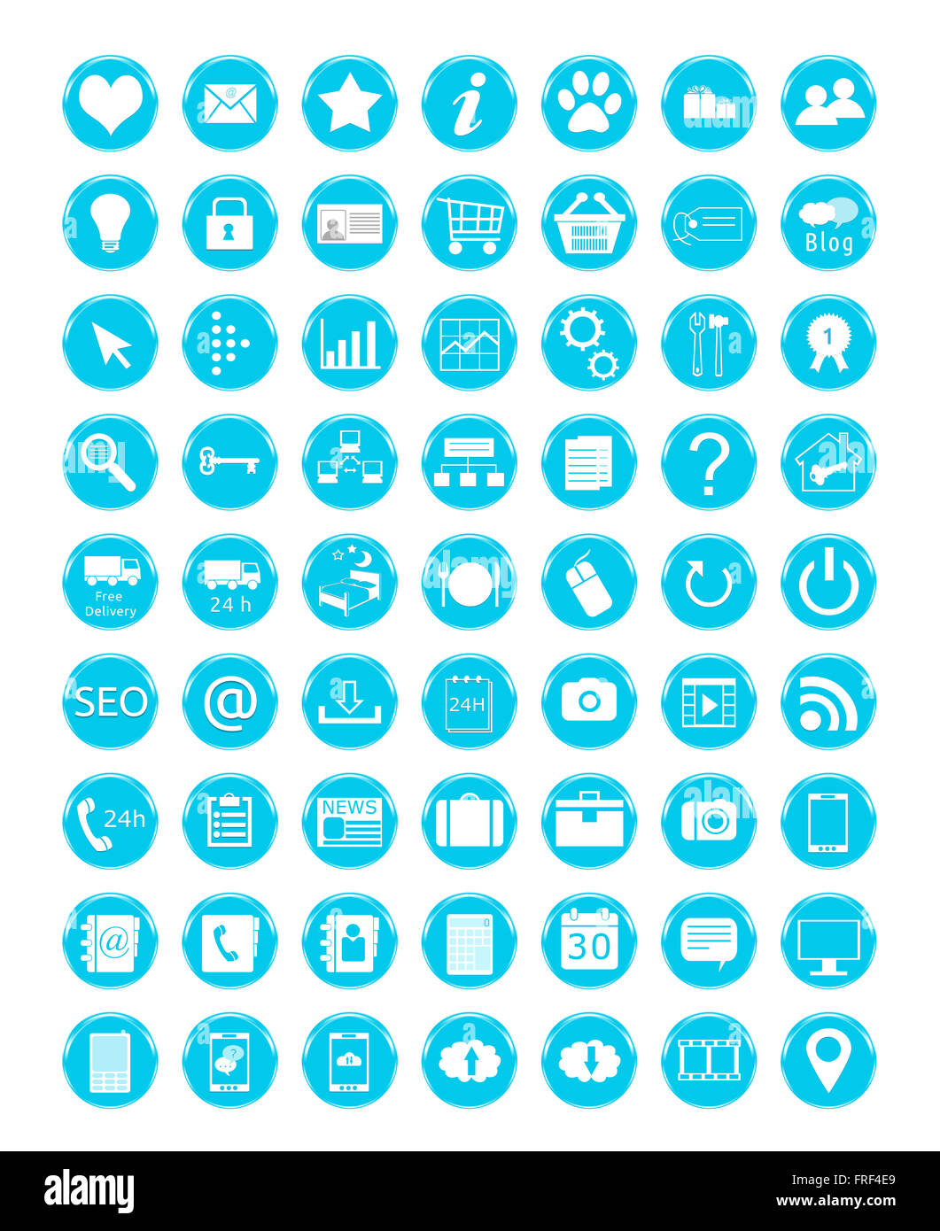 Set of web icons in blue color Stock Photo - Alamy