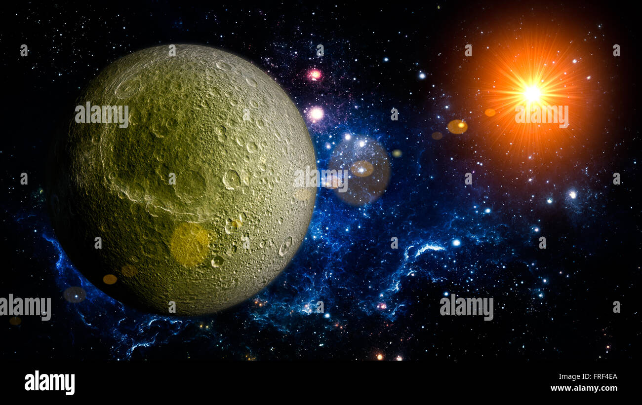 Dione Planet Solar System space isolated illustration Stock Photo - Alamy